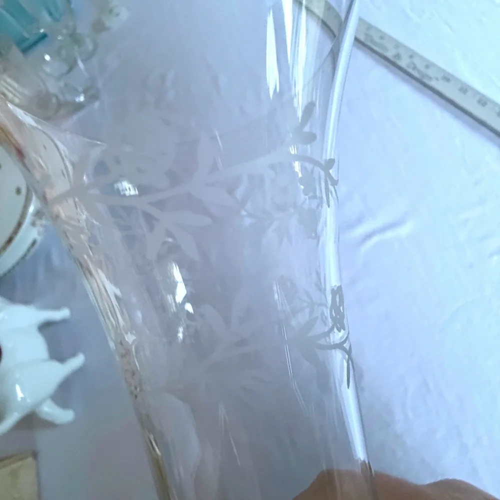Laura Ashley | Accents | Laura Ashley Etched Glass Bud Vase Floral Vine ...